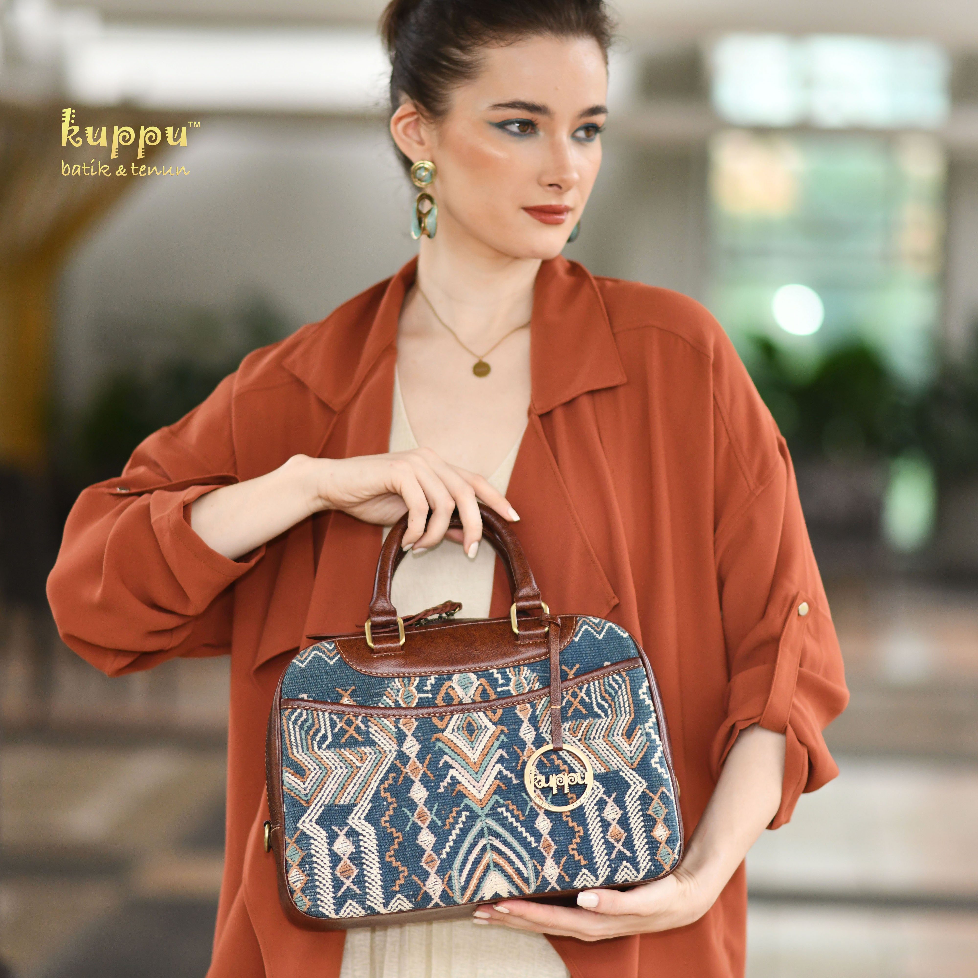 Batik & Tenun Ikat Leather Handbags. Kuppu are Indonesian handicraft.